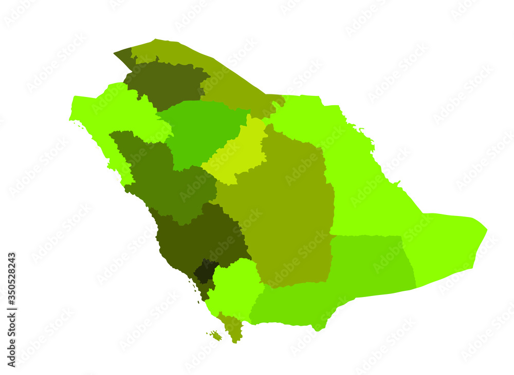 Saudi Arabia green vector map silhouette isolated on white background ...