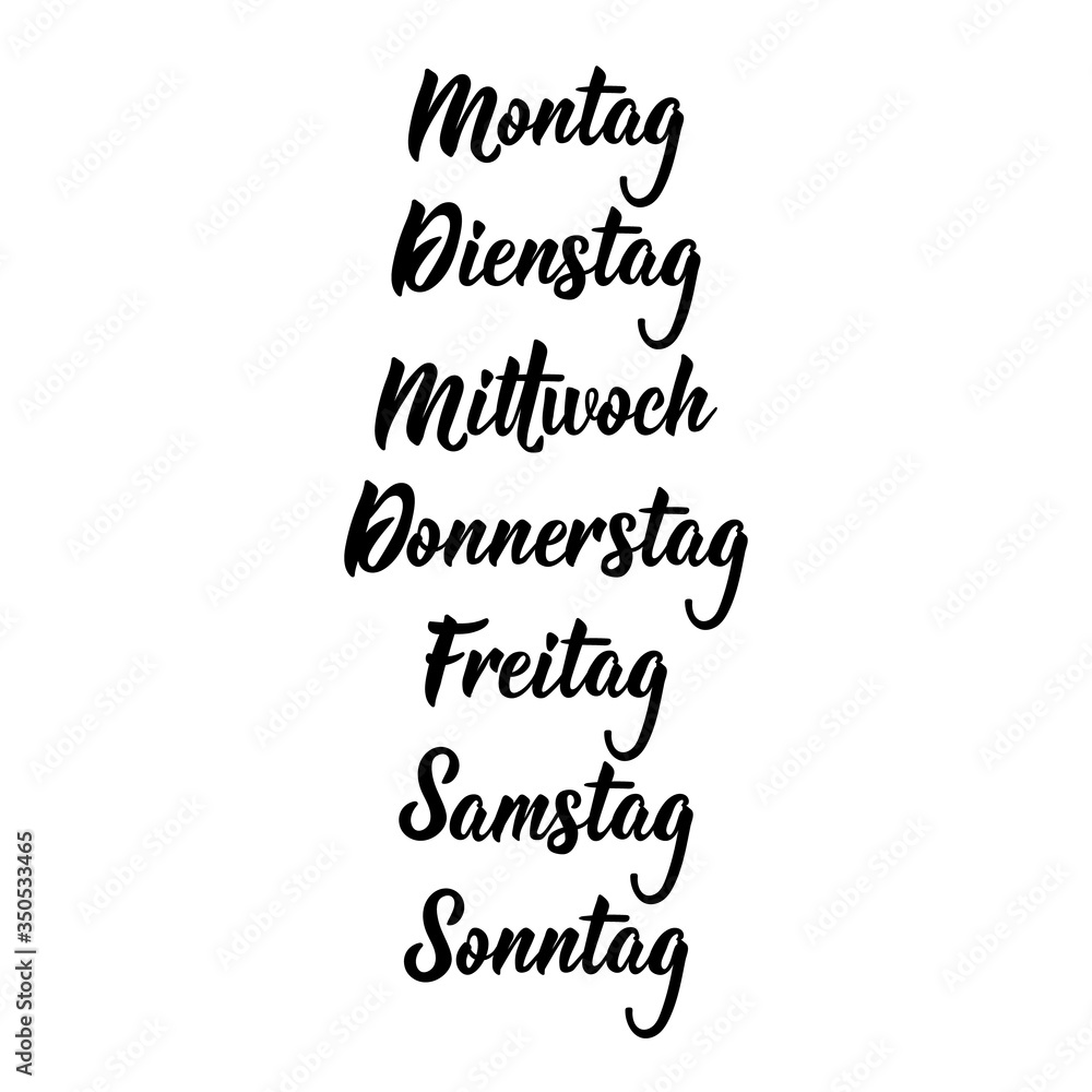 Translation from German - Monday, Tuesday, Wednesday, Thursday, Friday ...