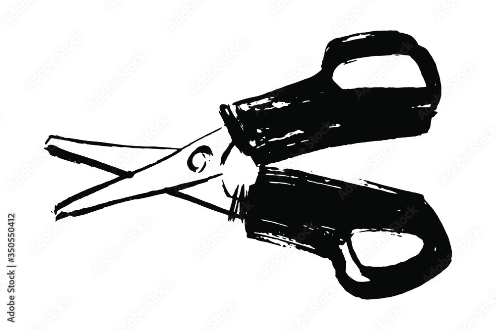 Hand drawn vector illustration in black ink on white background ...