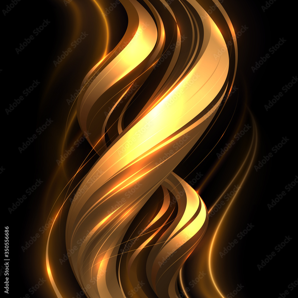 Abstract gold glow lines on black background Stock Vector | Adobe Stock