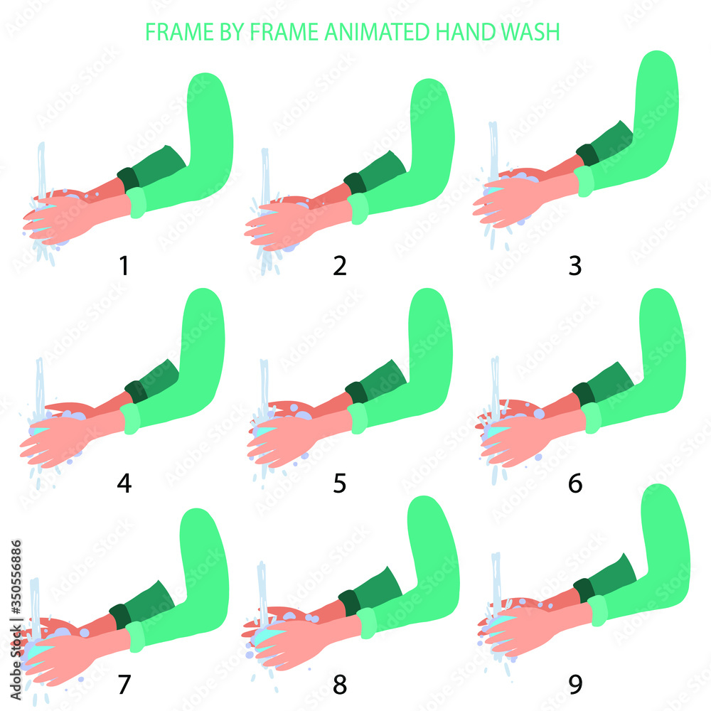 Frame by Frame Animated Hand Wash Vector Illustration, Fight against ...