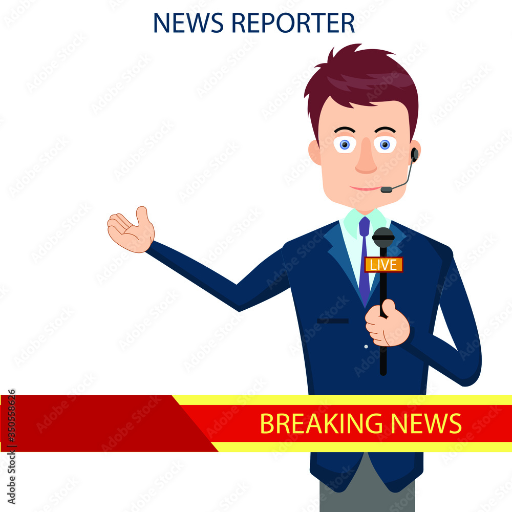 News Reporter Character with white Background Vector Illustration ...