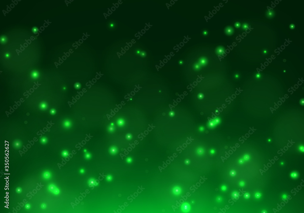 Green bokeh light background. Sparkle effect with particles. Magic ...