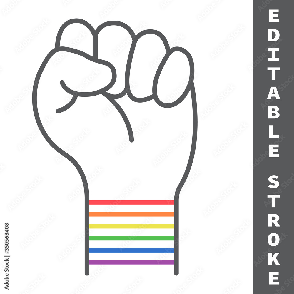LGBT power color line icon, lgbt and pride, lgbt protest sign vector ...