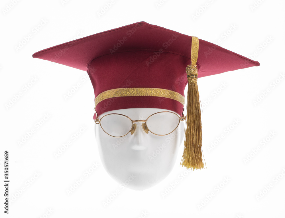 red graduation cap isolated on white background Stock Photo | Adobe Stock