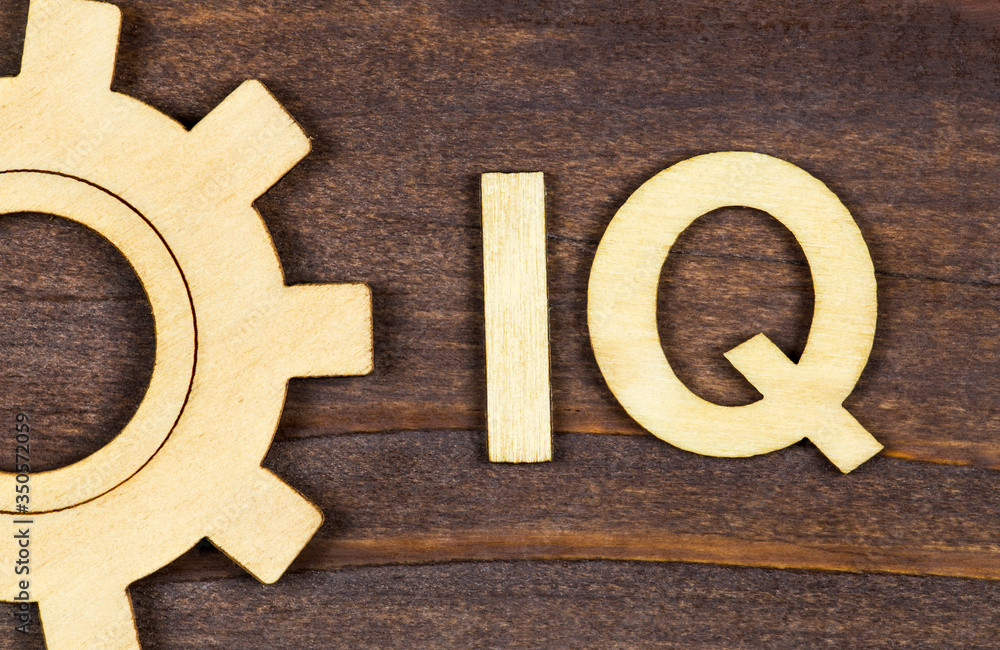 Intelligence quotient, iq test, brain concept, gear with letters on a ...
