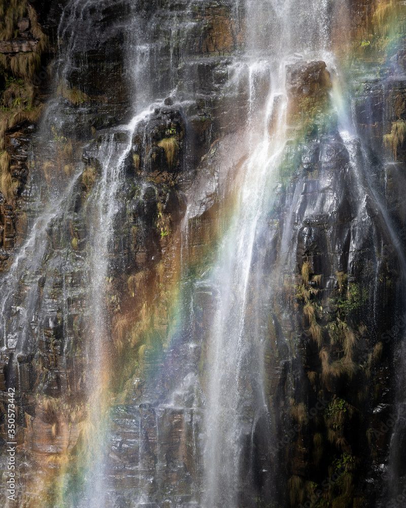 rainbow in waterfall Stock Photo | Adobe Stock