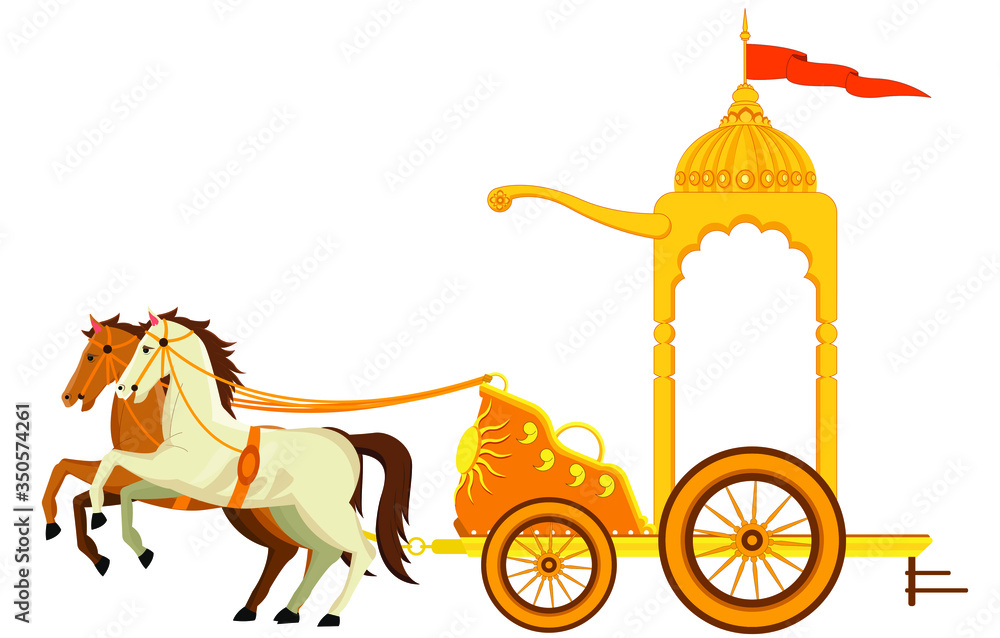 War Golden Chariot with 2 Horse Vector illustration, editable source ...