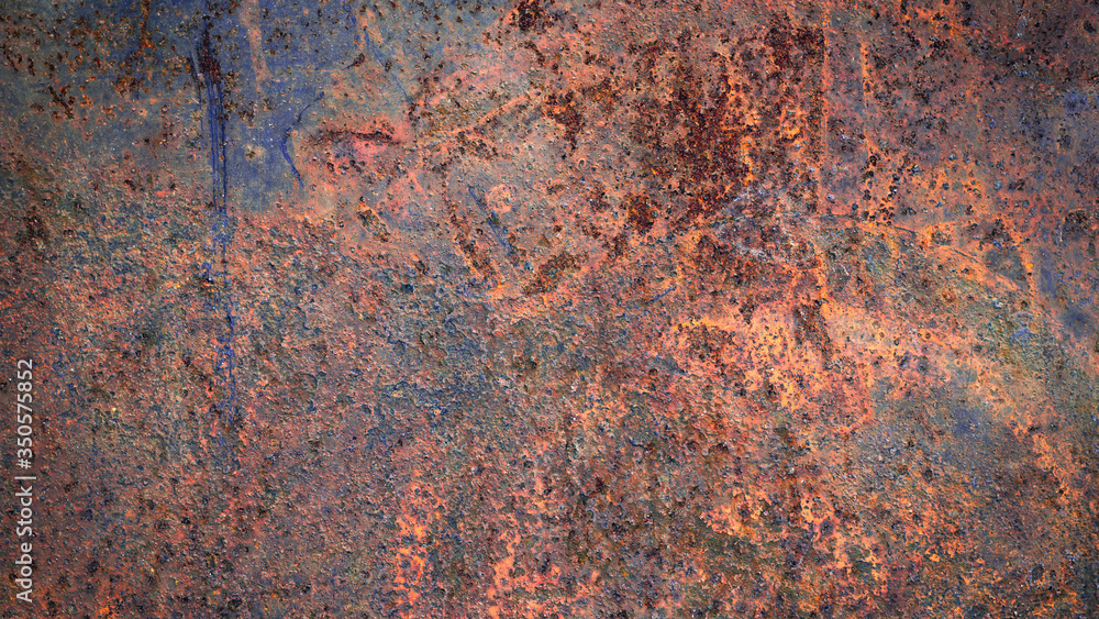 The background image of the iron sheet is rusting caused by prolonged ...