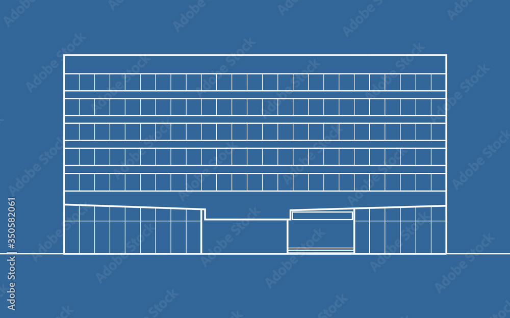 Building architectural drawing. Blueprint, plan. White lines on a blue ...