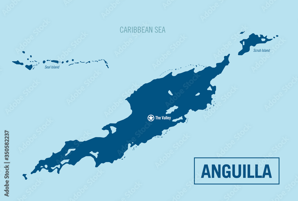 Anguilla island country political map. Detailed vector illustration ...