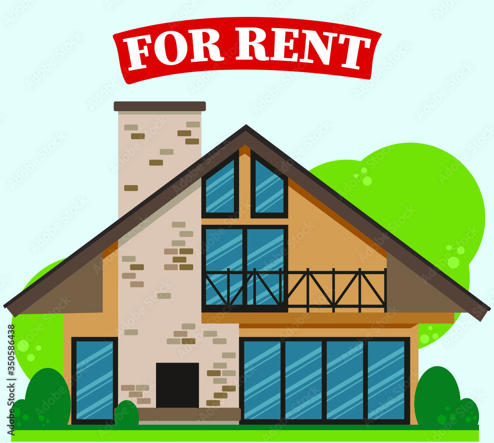 House for rent. Exterior vector illustration front view with roof ...