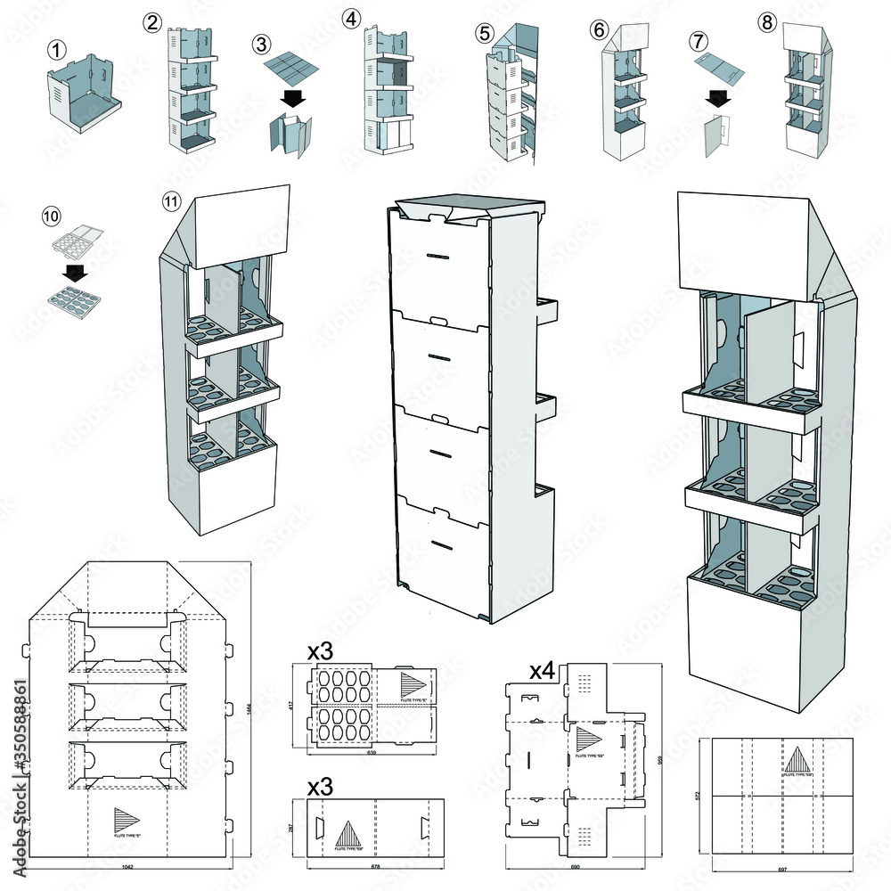 Box for Display Stand and Die-cut Pattern Stock Vector | Adobe Stock