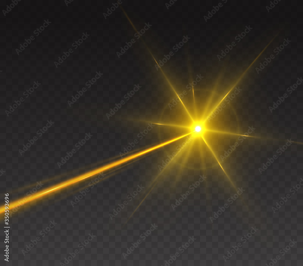 Light effect isolated on transparent background. Vector golden flare ...