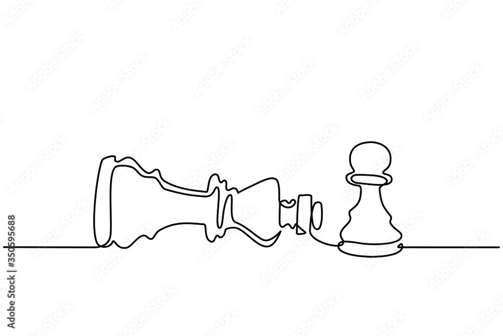 Continuous line drawing of moving chess figure in competition success ...