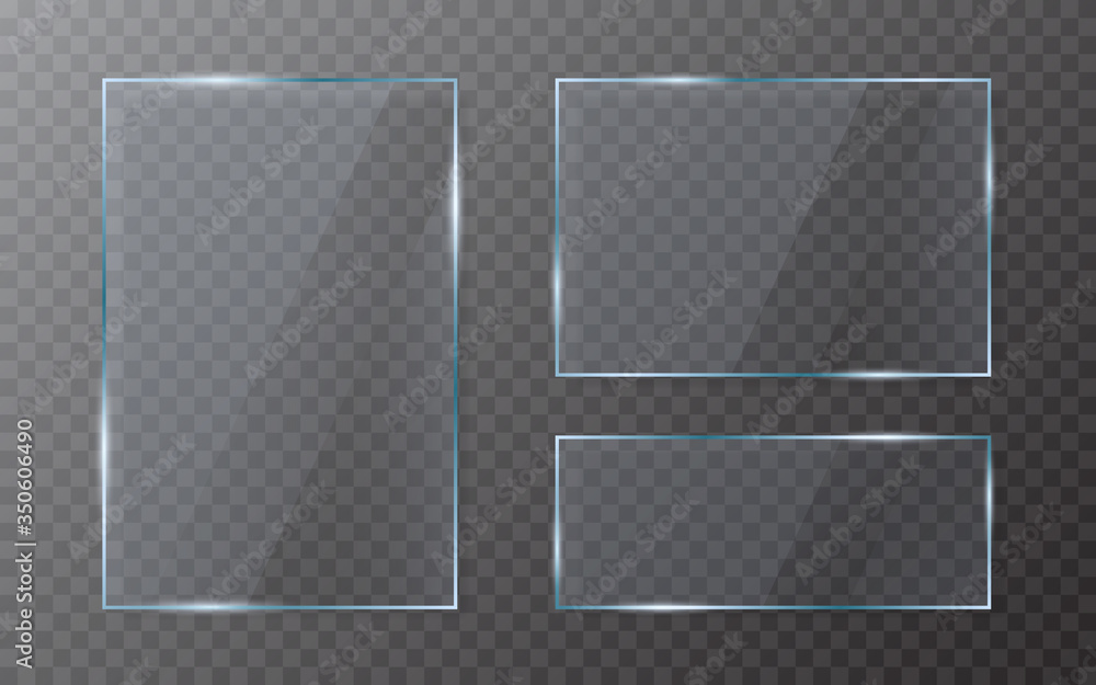 Glass plate set on transparent backdrop. Isolated glass and shadow ...