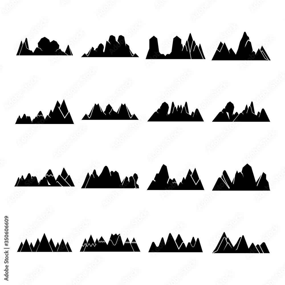 mountain range silhouette vector illustration set Stock Vector | Adobe ...