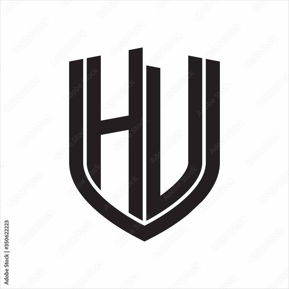 HV Logo monogram with emblem shield design isolated on white background ...