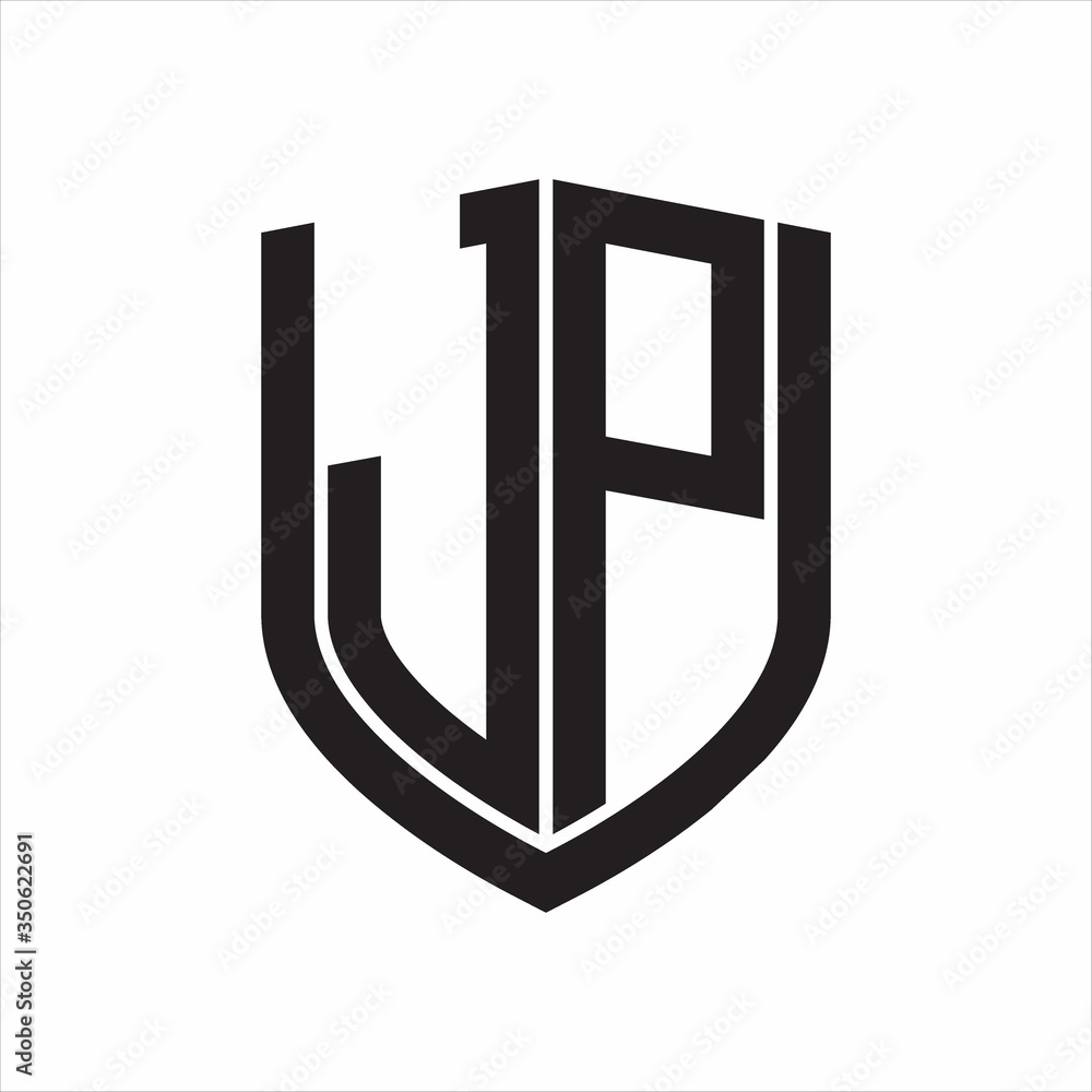 JP Logo monogram with emblem shield design isolated on white background ...
