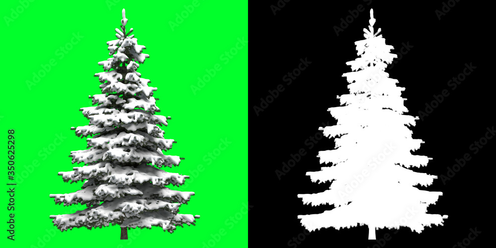 Left View Winter Tree 3D Render PNG Chroma Key Bakcground with Opacity ...