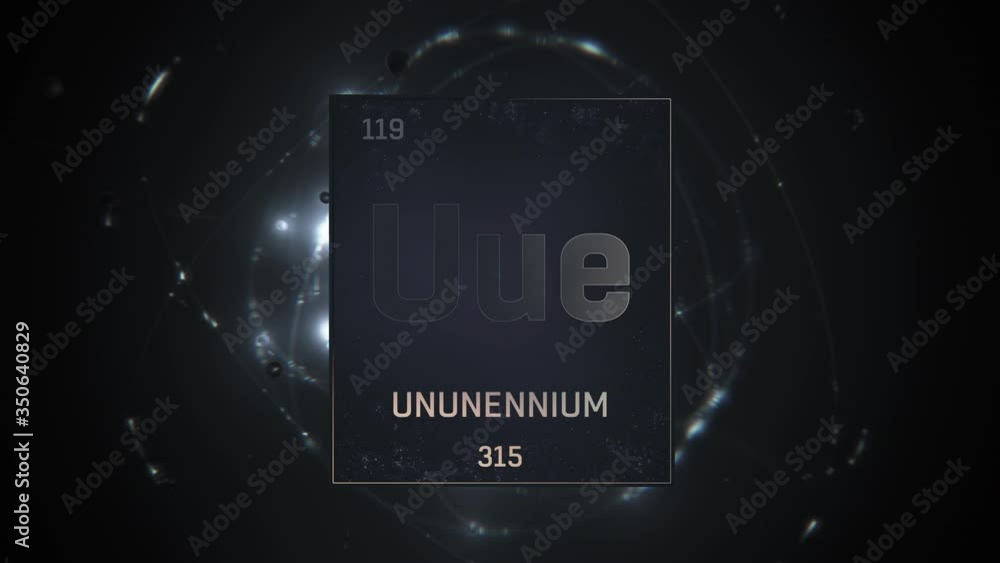 Unnunenium as Element 119 of the Periodic Table. Seamlessly looping 3D ...