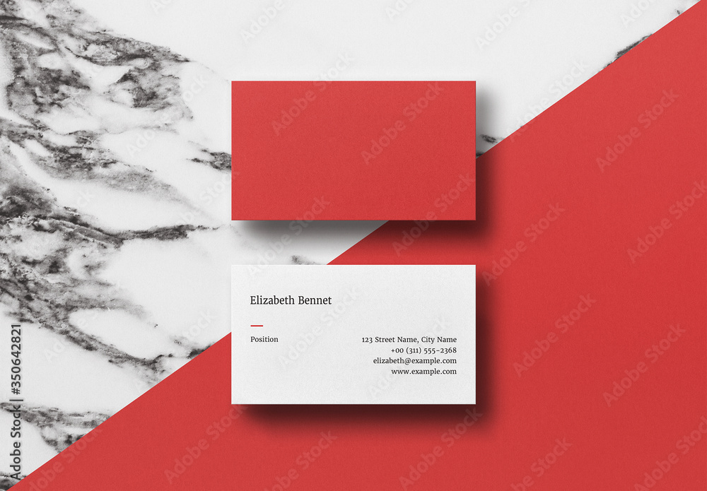 Red Business Card Mockup on Marble Stock Template | Adobe Stock