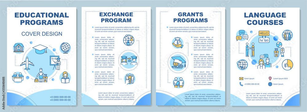 Educational program brochure template. Student exchange. Flyer, booklet, leaflet print, cover ...
