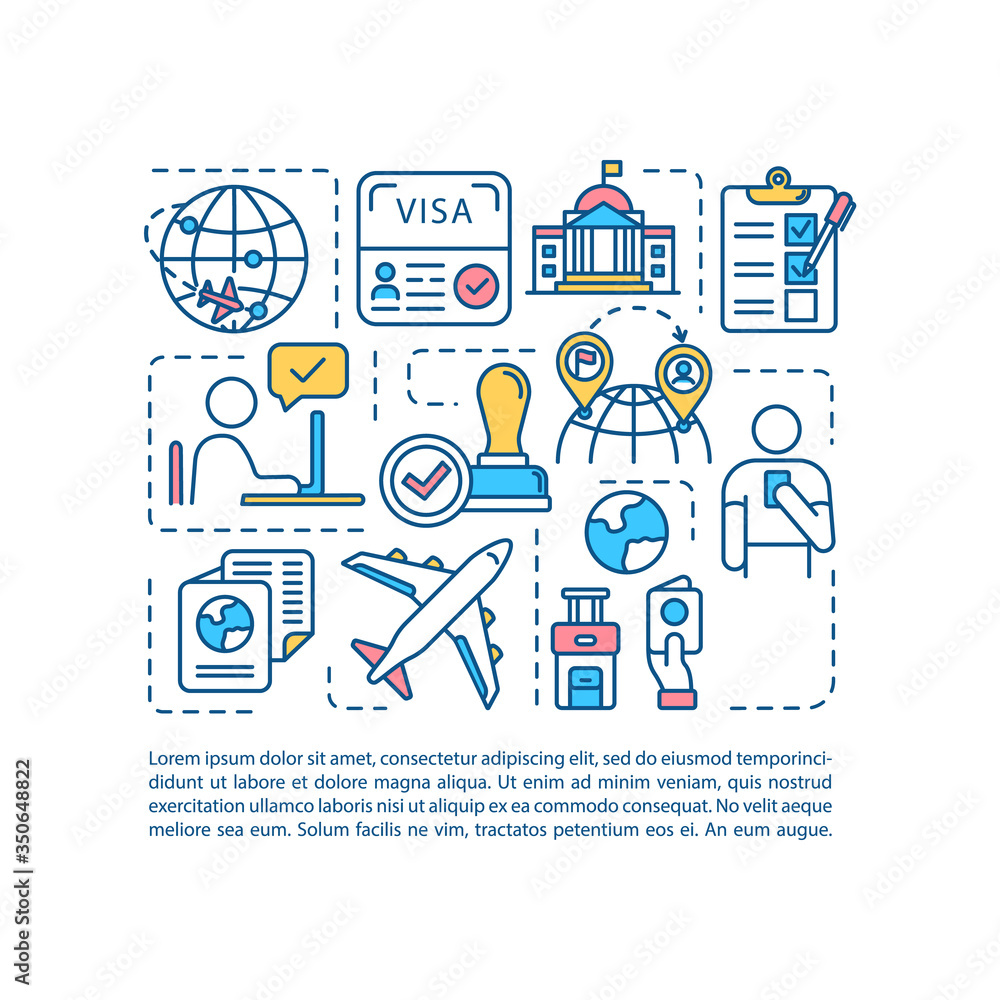 Visa application concept icon with text. Embassy service for ...