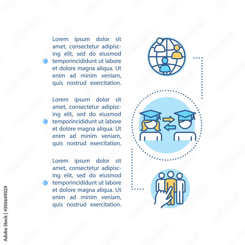 Vetor de Student exchange concept icon with text. International ...