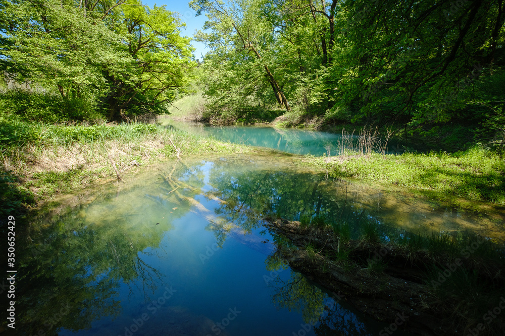 Rakov skocjan regional park with river Rak and unspoiled green nature ...