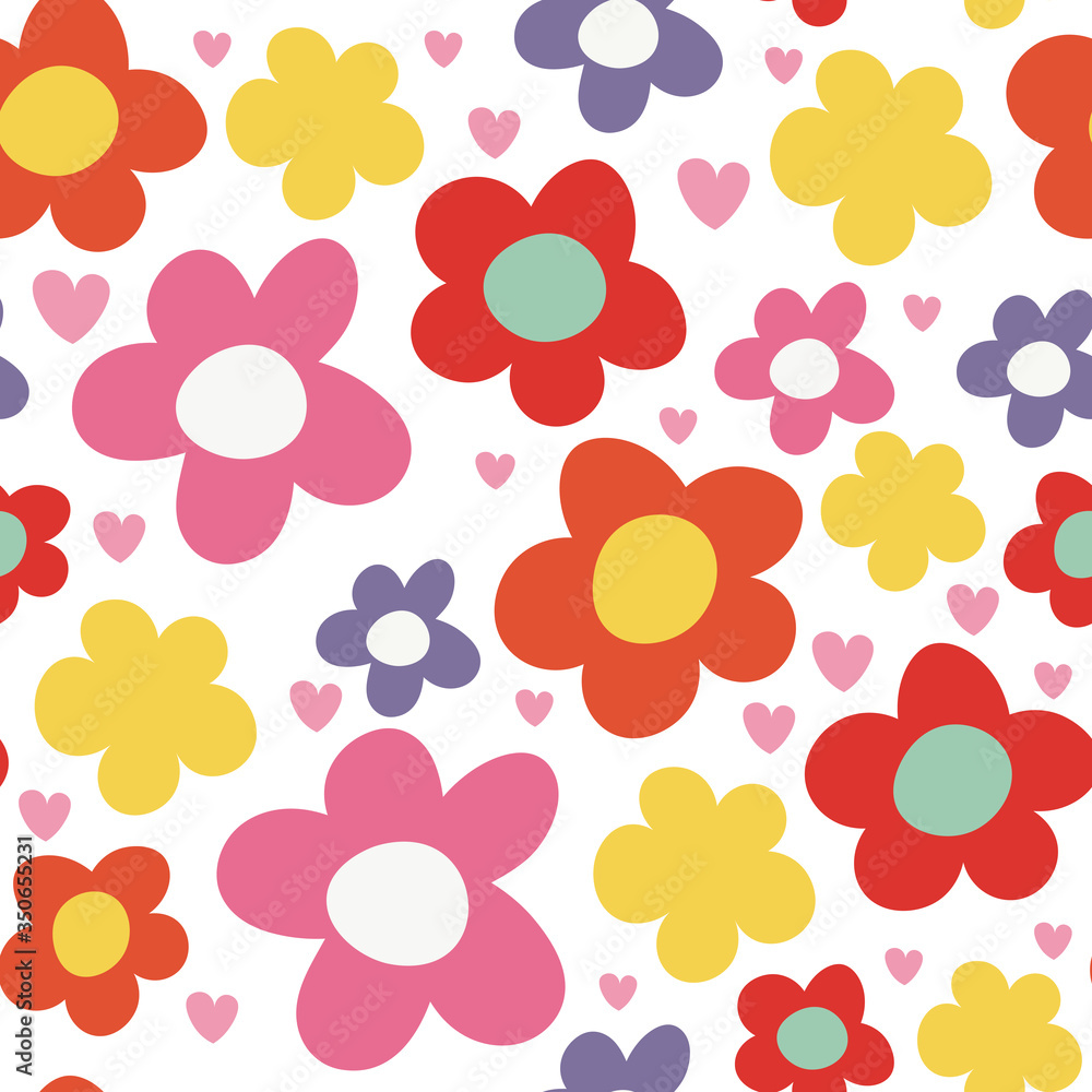 Cartoon Hearts And Flowers