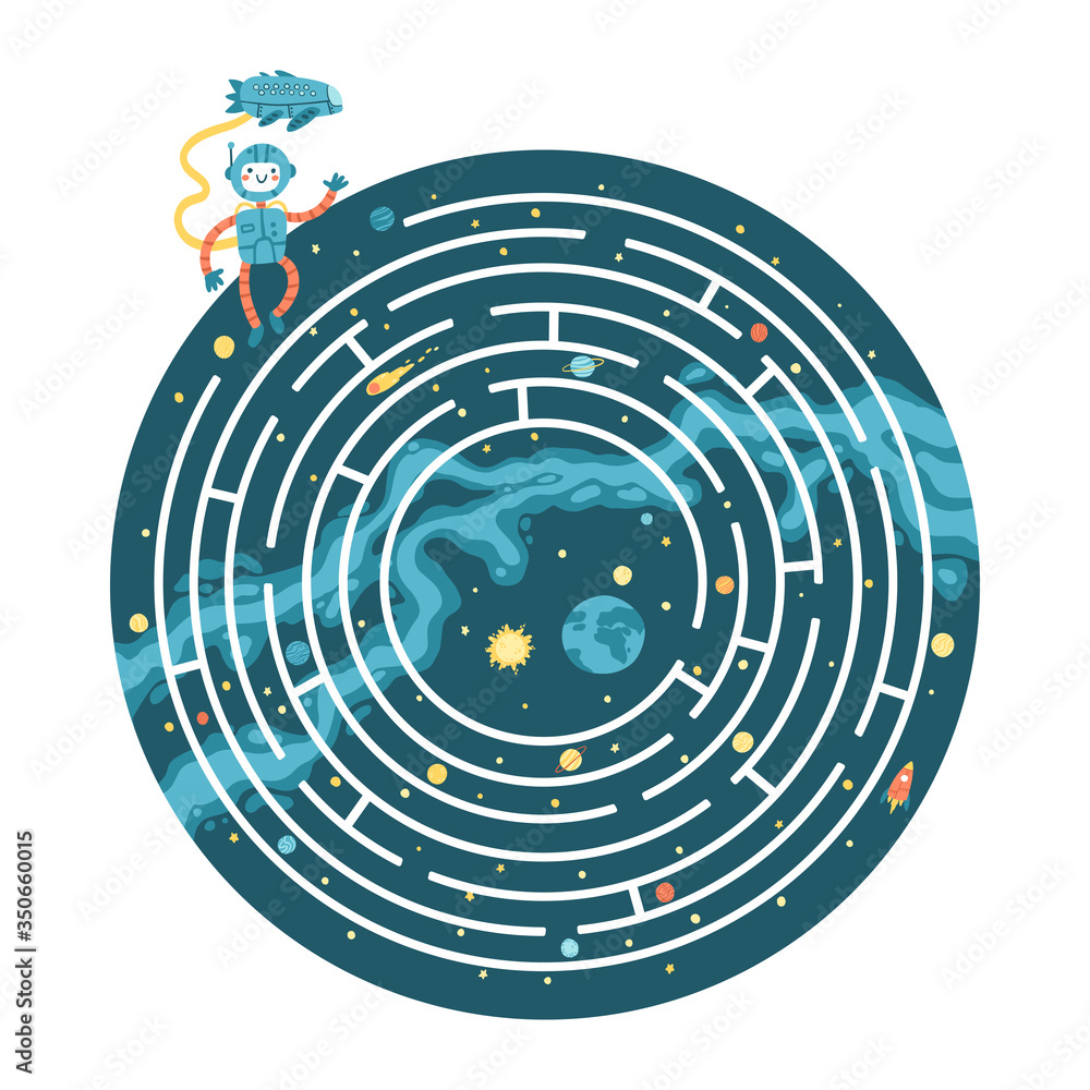 Space Educational Maze Puzzle Games, suitable for games, book print ...