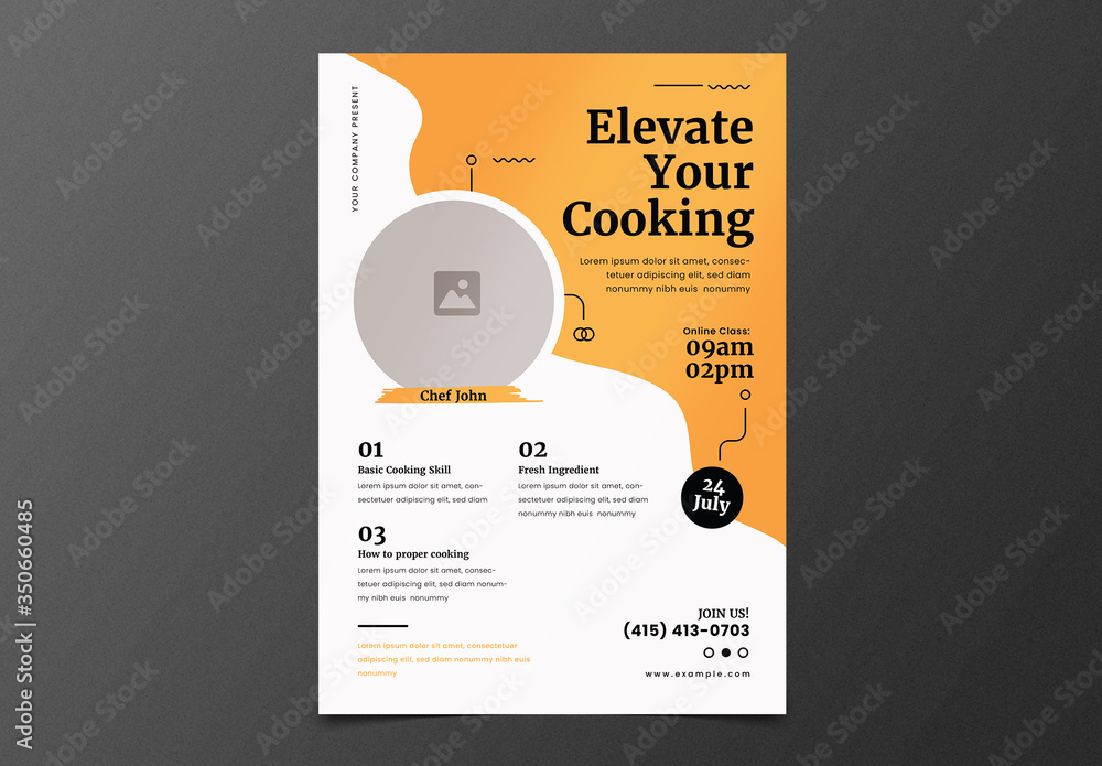 Cooking Class Flyer Layout Stock Template | Adobe Stock