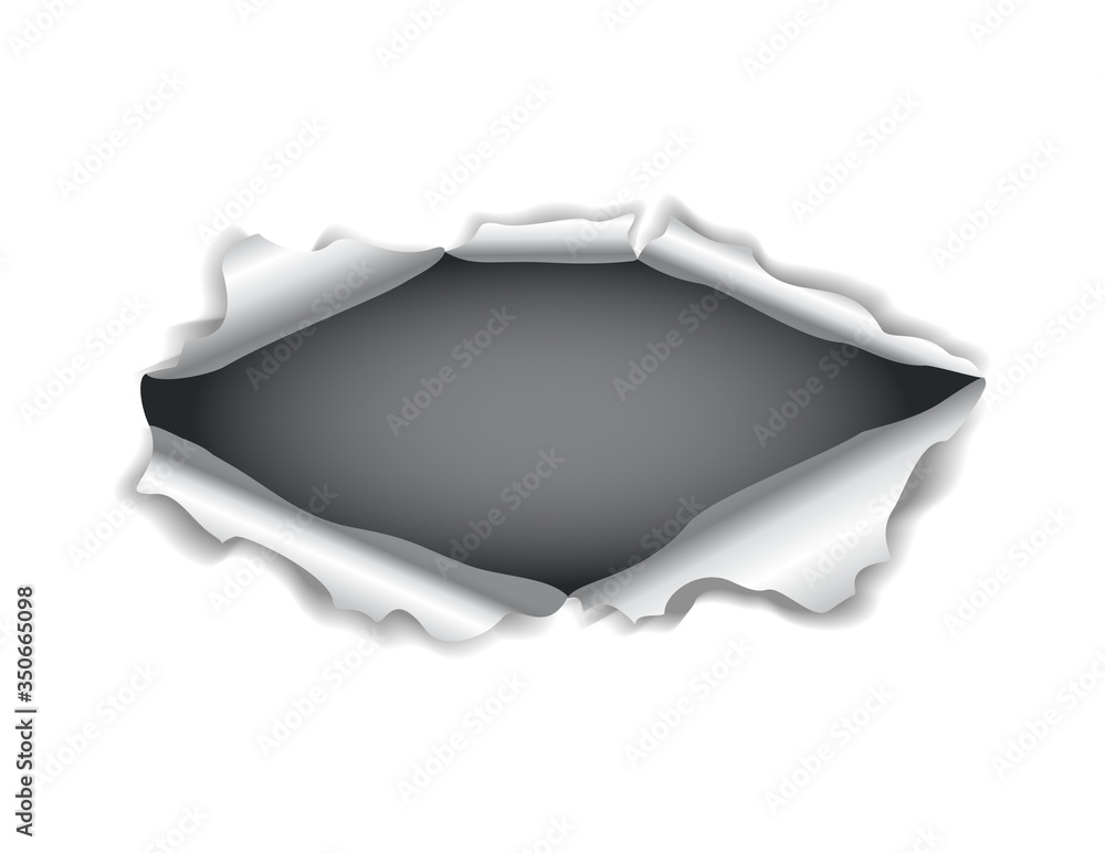Paper hole. Realistic vector torn paper with ripped edges. Torn hole in ...