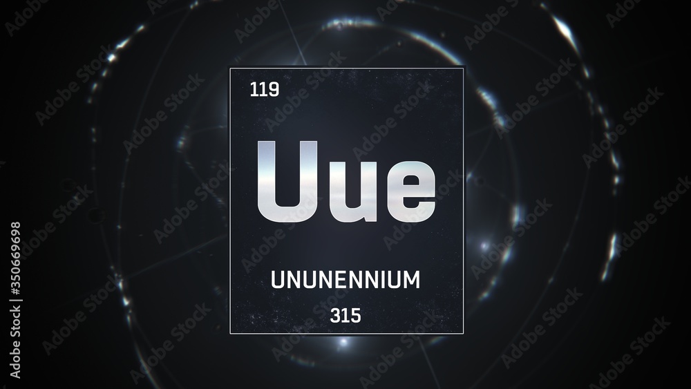 3D illustration of Unnunenium as Element 119 of the Periodic Table ...