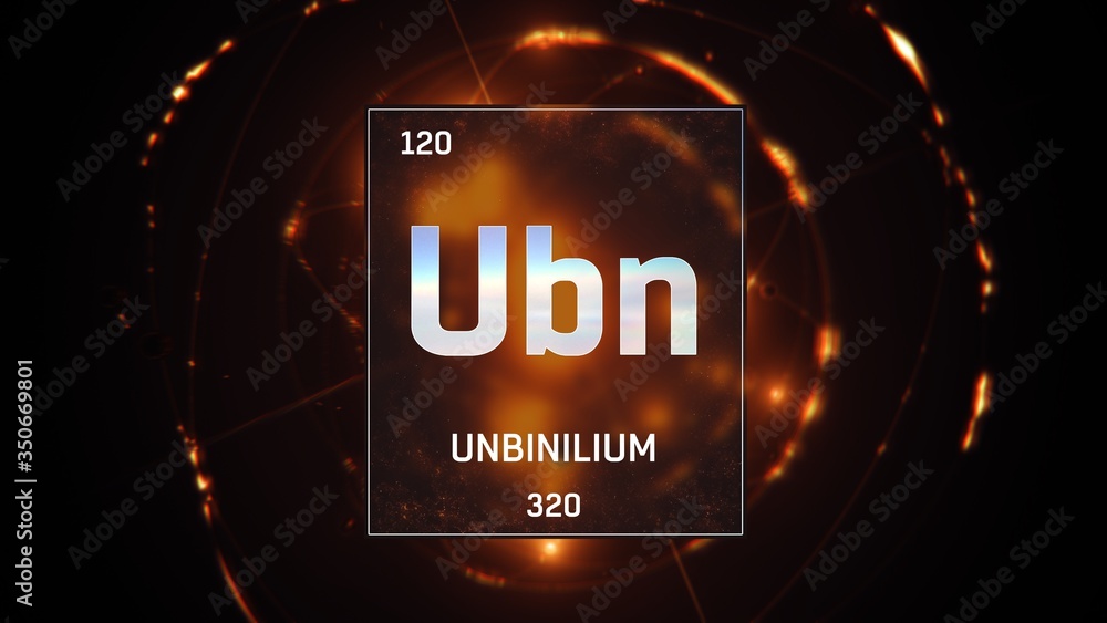 3D illustration of Unbinilium as Element 120 of the Periodic Table ...