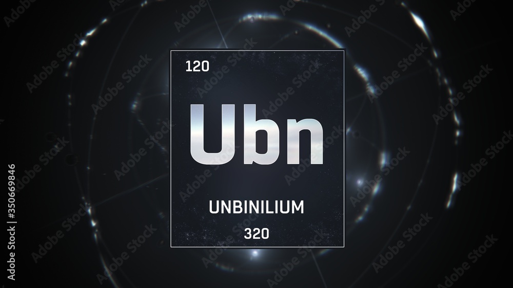 3D illustration of Unbinilium as Element 120 of the Periodic Table ...