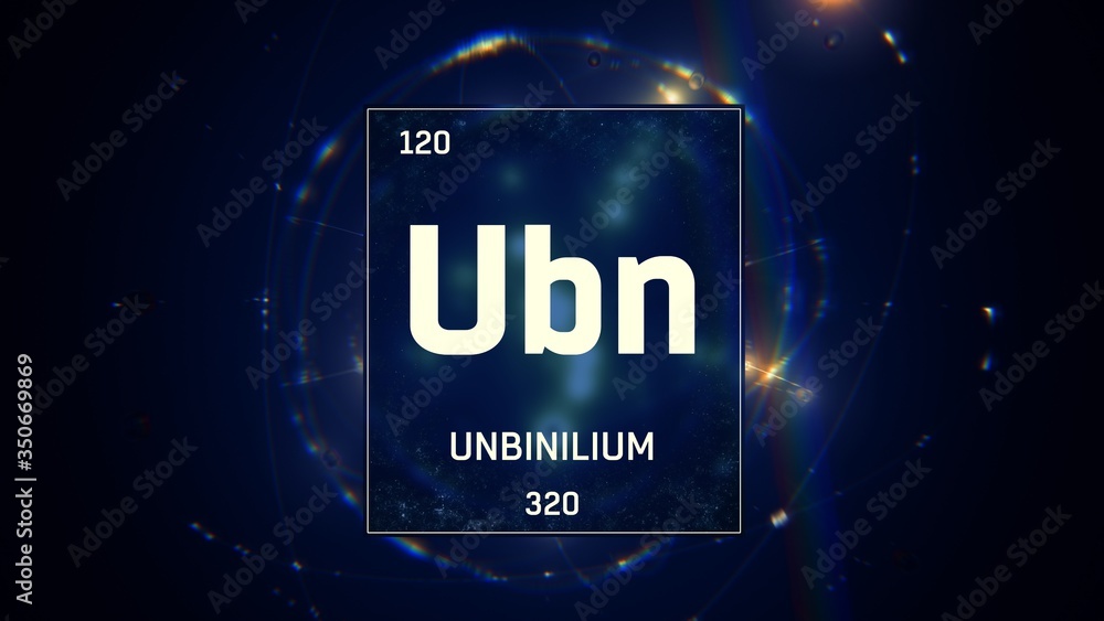 3D illustration of Unbinilium as Element 120 of the Periodic Table ...