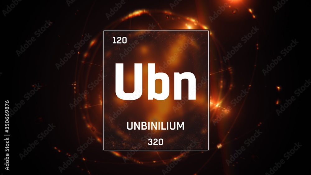 3D illustration of Unbinilium as Element 120 of the Periodic Table ...