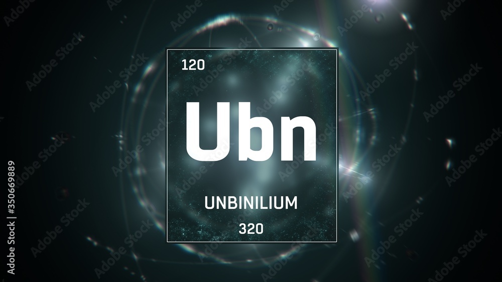 3D illustration of Unbinilium as Element 120 of the Periodic Table ...