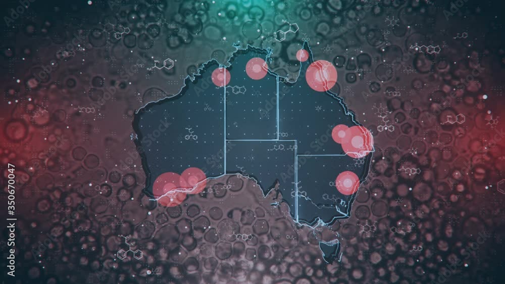 Motion graphics map of Australia with the localization and spread of ...