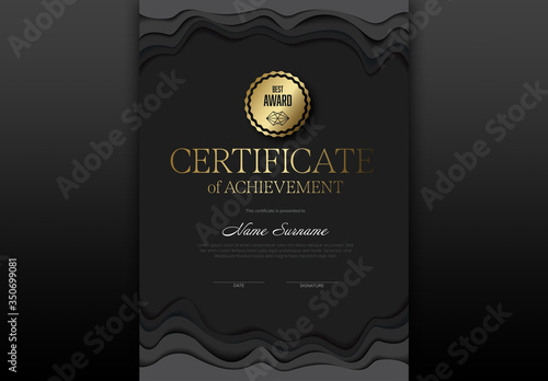 Dark Certificate Layout with Gold Elements Stock Template | Adobe Stock