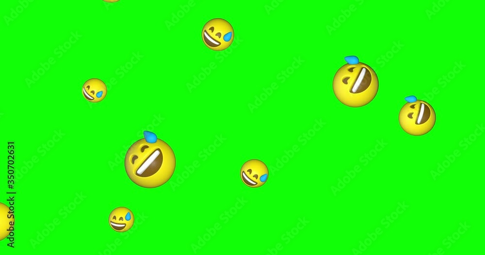 Rain of emojis sweet smile falling on green screen background. Lol ...