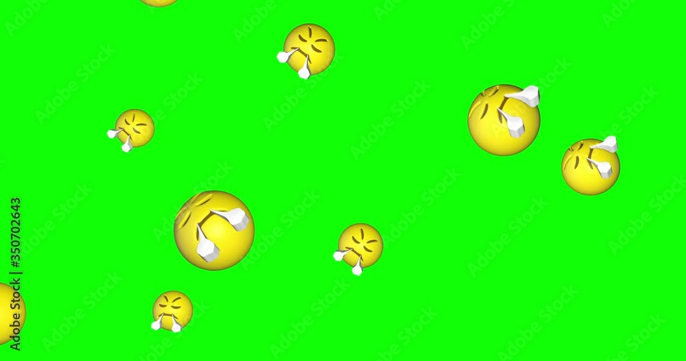 Rain of emojis huffing falling on green screen background. Anger ...
