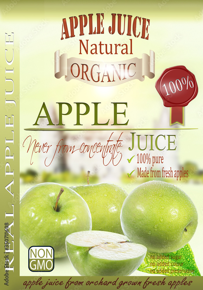 Label design for cartons packaging and bottles of apple juice Stock ...