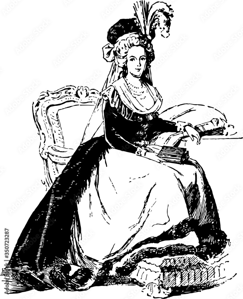 Hand Drawn illustration of a Marie Antoinette Stock Vector | Adobe Stock