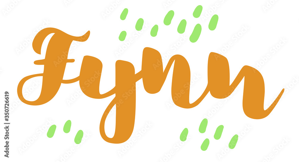 German spelling of the male name Fynn. German lettering. Deutsch ...