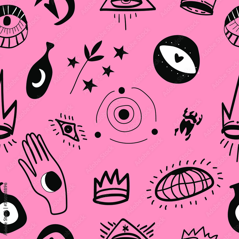 Occult mystic emblems, graphic design tattoo. Esoteric signs alchemy ...