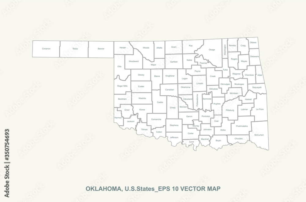 oklahoma map. vector map of oklahoma, us states. Stock Vector | Adobe Stock