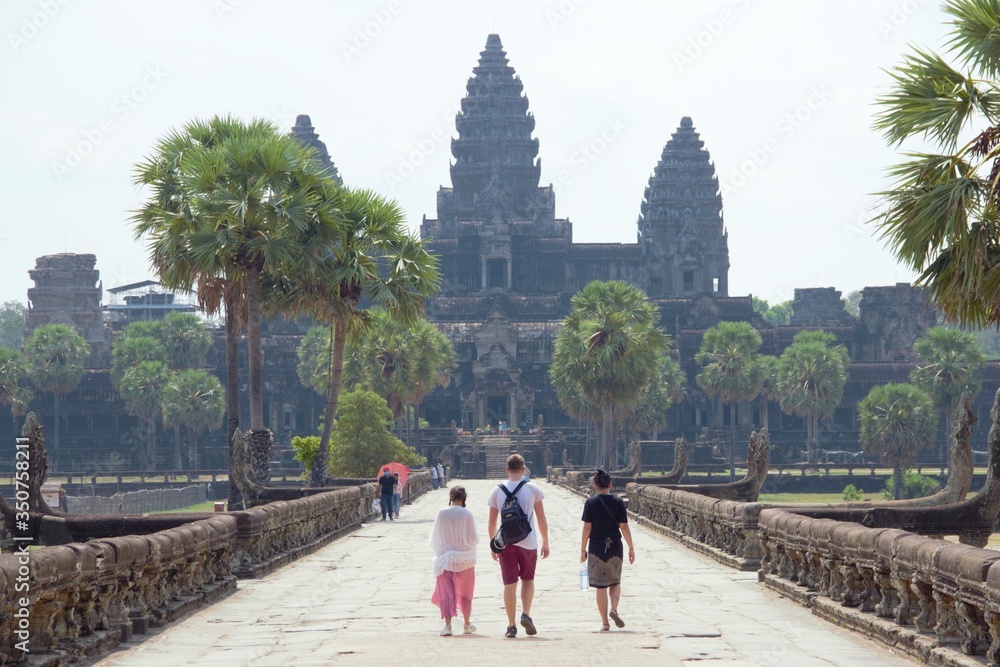 angkor wat people walking to the temples in Cambodia siem reap Stock ...